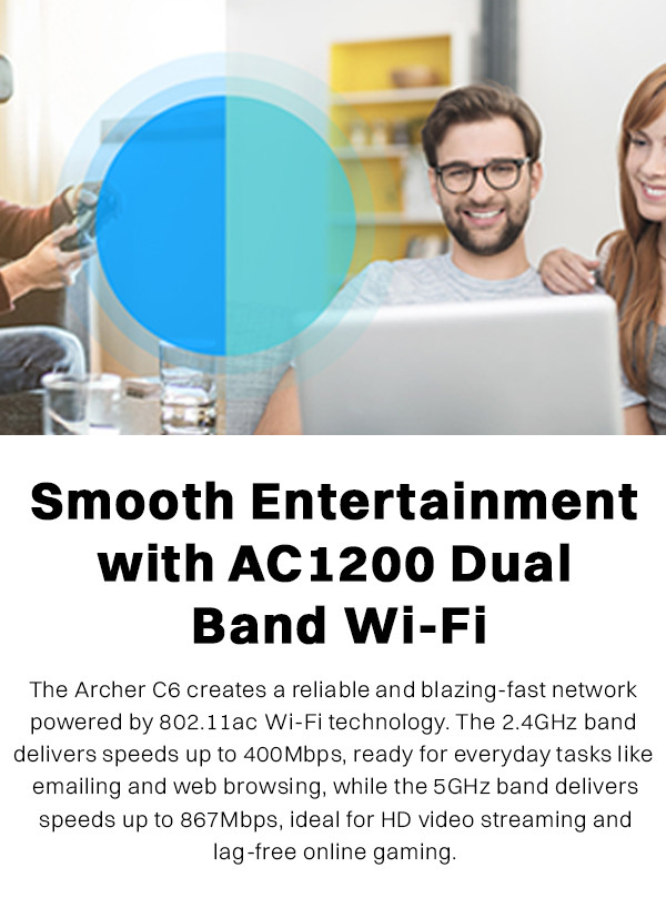 Buy Tp-Link Archer C6 AC 1200 Dual Band 867 Mbps Mesh Wi-Fi Router (4 ...