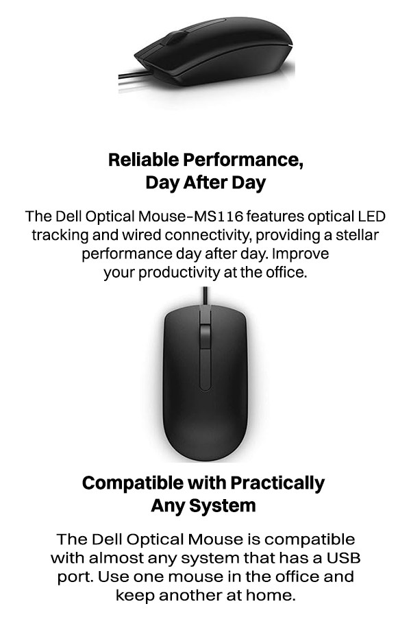 Buy Dell MS116 Wired Optical Performance Mouse (1000 dpi, Contemporary ...