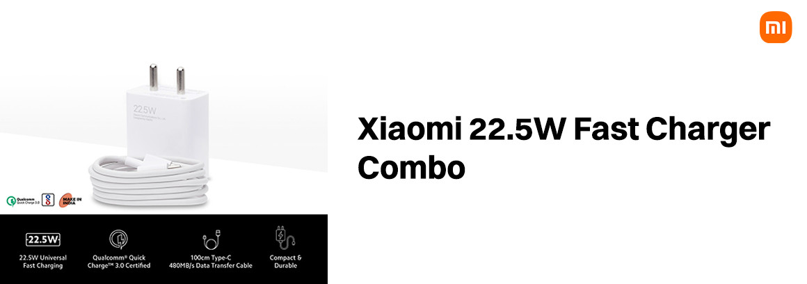 Buy Xiaomi 22.5W Type A Fast Charger (Type A to Type C Cable, Qualcomm Quick Charge 3.0, White ...