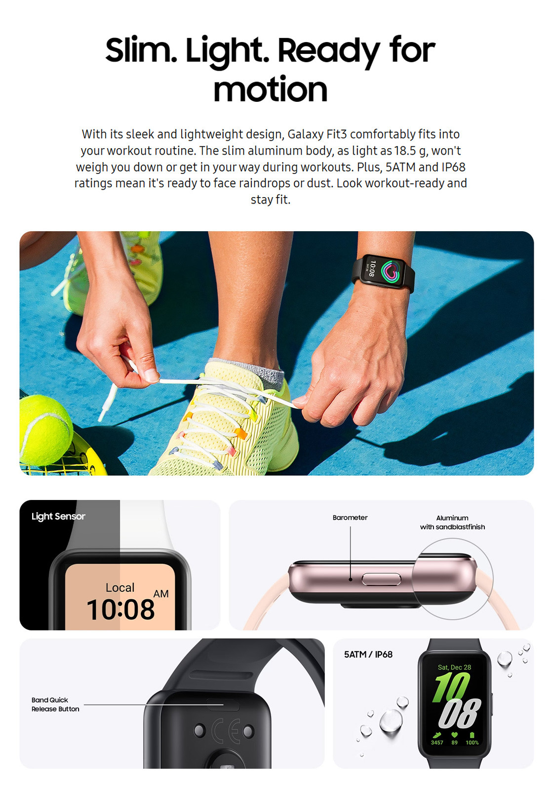 Buy Samsung Galaxy Fit3 Smartwatch with 100 Plus Watch Faces (40.9mm ...