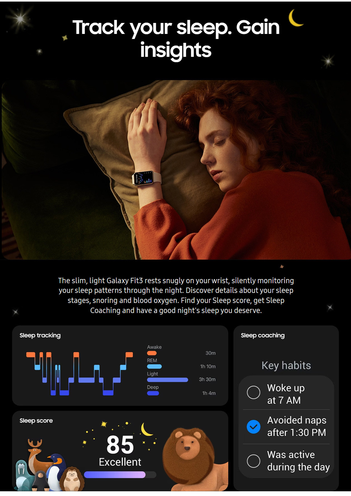 Buy Samsung Galaxy Fit3 Smartwatch with 100 Plus Watch Faces (40.9mm ...