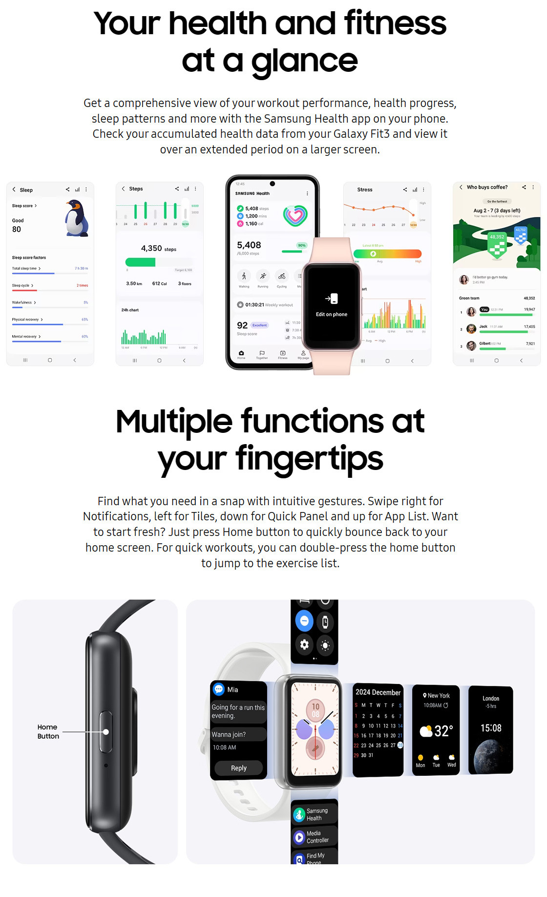 Buy Samsung Galaxy Fit3 Smartwatch with 100 Plus Watch Faces (40.9mm ...