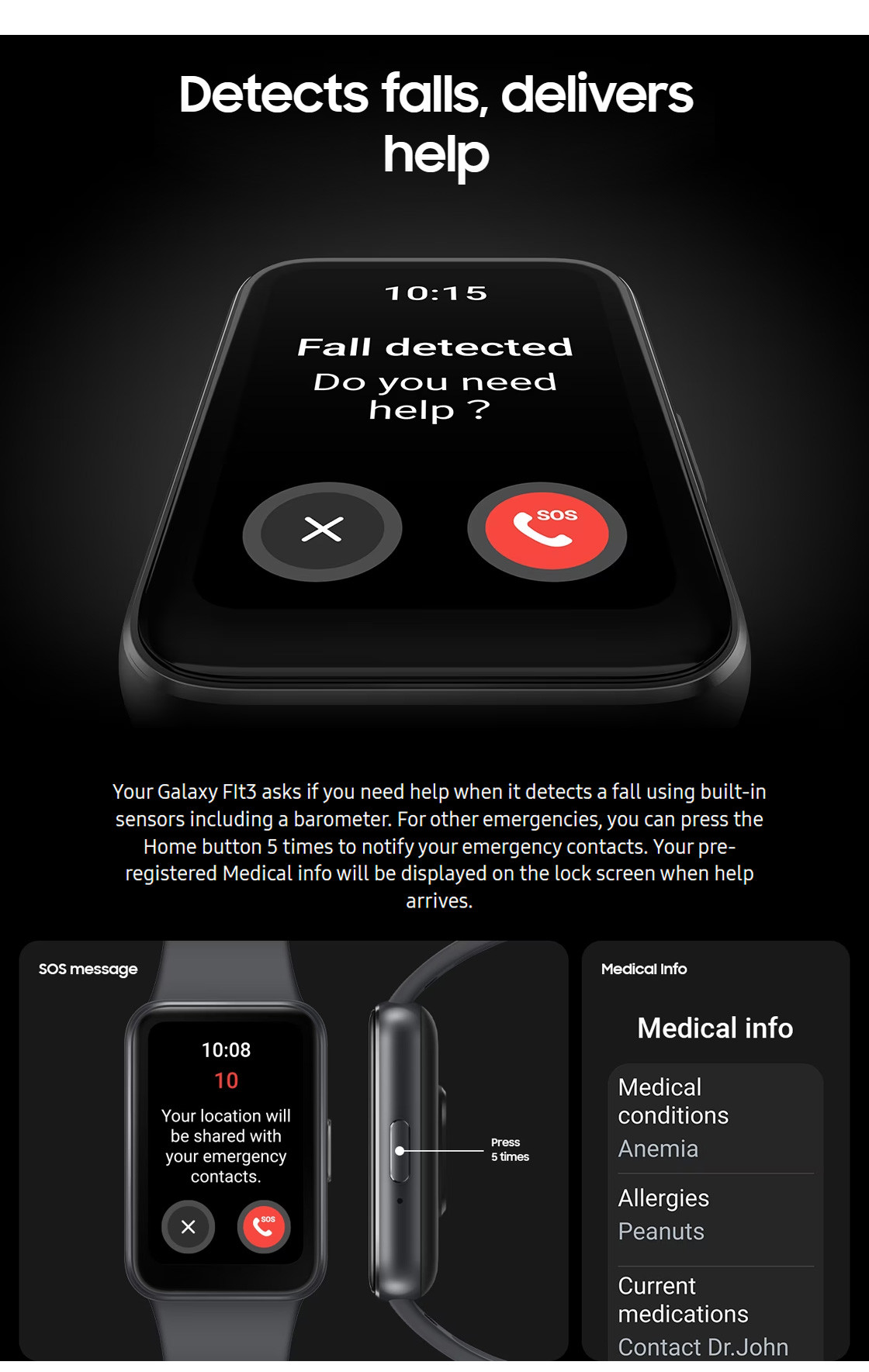 Buy Samsung Galaxy Fit3 Smartwatch with 100 Plus Watch Faces (40.9mm ...