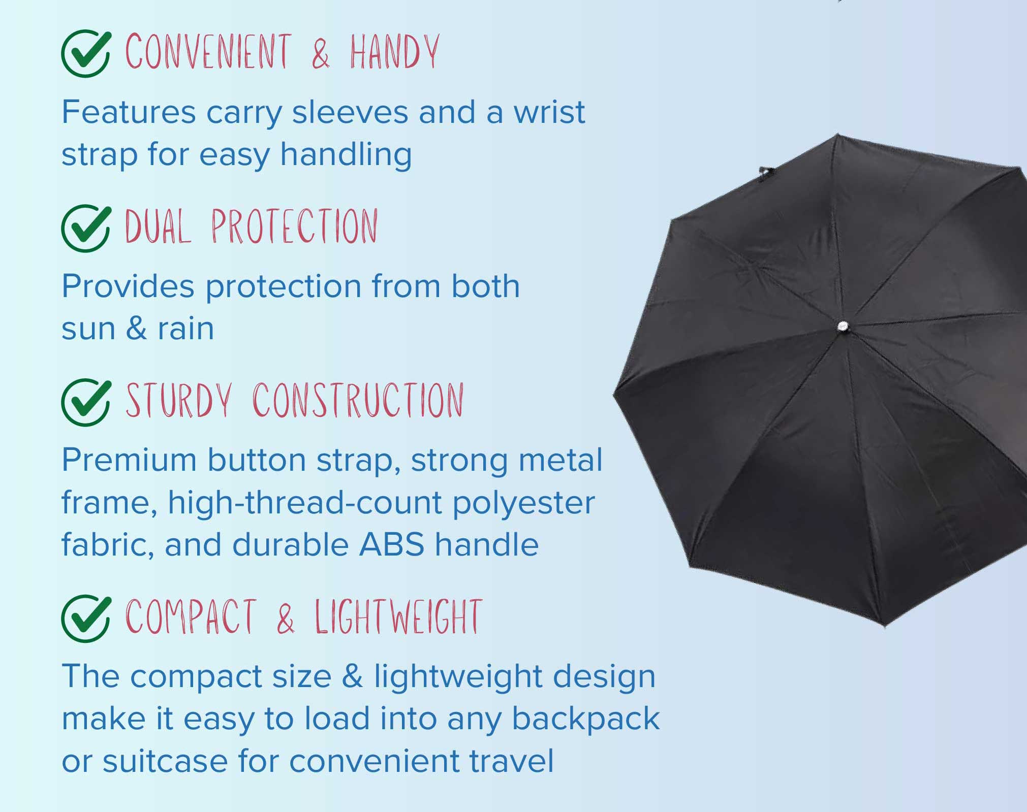 Buy bb home Full Size Straight Umbrella - With Fabric Cover, Black, UV ...