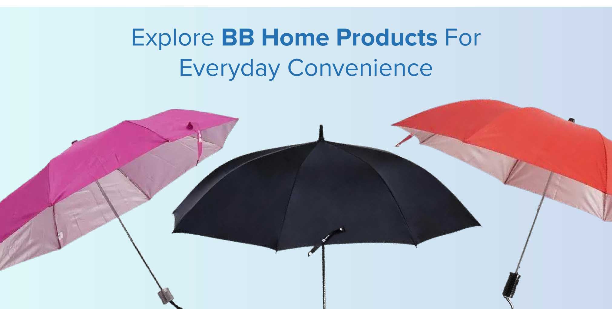 Buy bb home Full Size Straight Umbrella - With Fabric Cover, Black, UV ...