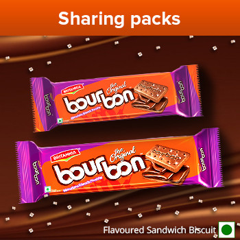 Buy Britannia Bourbon Cream Biscuit Chocolate Flavor 60 Gm Pouch Online ...