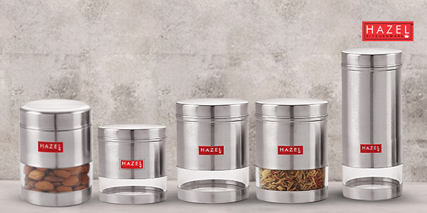 Buy HAZEL Stainless Steel Transparent Glossy See Through Container ...