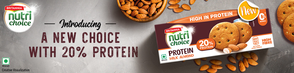 Buy Britannia Nutri Choice Protein Milk Almond Biscuits - 0 % Maida ...