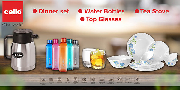 Buy Cello Dinner Set - Opalware, Pink Lilac Design, White Online at ...