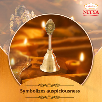 Buy Shubhkart Naag Ghanti, Golden Bell For Home Mandir, Handheld Peetal ...