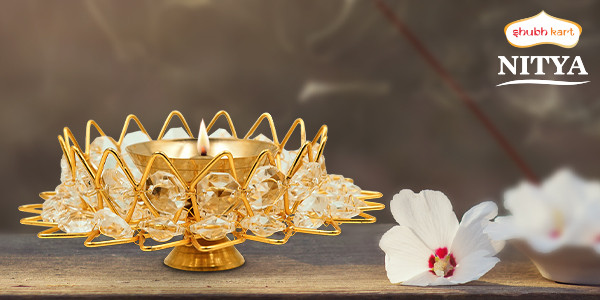 Buy Shubhkart Nitya Brass Pukhraj Crystal Pyali Diya - Medium Online at ...