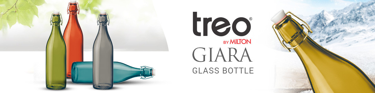 Buy Treo Spray Glass Water Bottle With Cork - Light Blue Online at Best ...