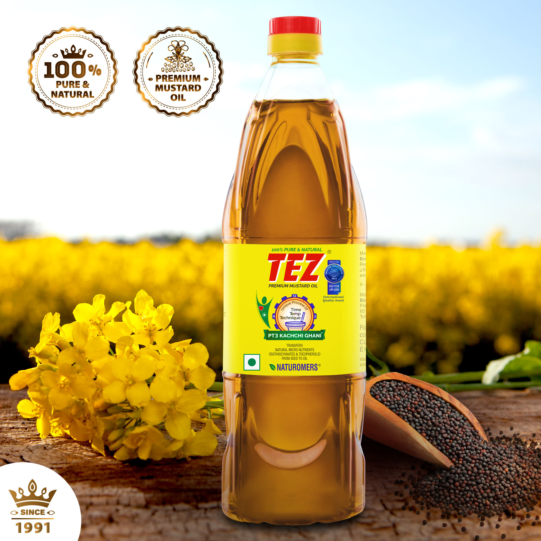 Buy Tez Oil - Mustard (Kachchi Ghani) 500 ml Bottle Online at Best ...