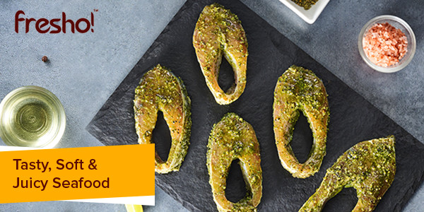 Buy fresho! Peri Peri Basa Fish Steak, Marinated Online at Best Price ...