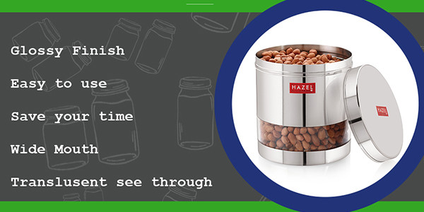 Buy HAZEL Stainless Steel Transparent Glossy Finish See Through ...