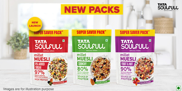 Buy Tata Soulfull Millet Muesli - Crunchy, Contains Almonds & Raisins ...