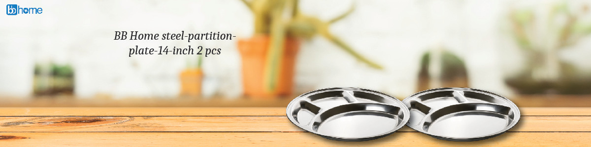 Buy bb home Compartment Plate - Stainless Steel, Round Shape, 36 cm ...