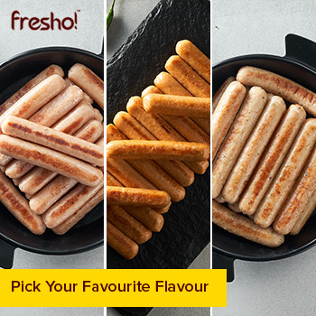 Buy Fresho Chicken Sausages - Plain, Ready To Fry, Rich In Protein ...
