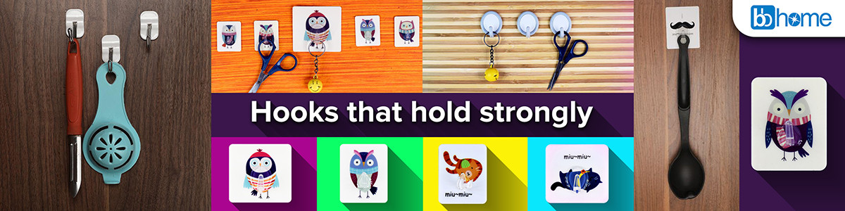 Buy BB Home Plastic Hook - Self Adhesive/Stickable, Square Shape Online ...