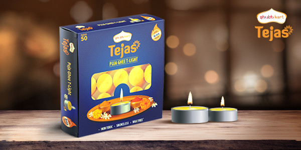 Buy Shubhkart Tejas Puja Ghee T-Light Candle - Non Toxic, Smokeless ...