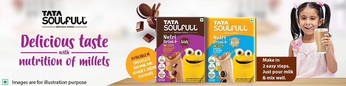 Buy Tata Soulfull Nutri Drink+ For Kids - With Millets, Cookie & Cream ...