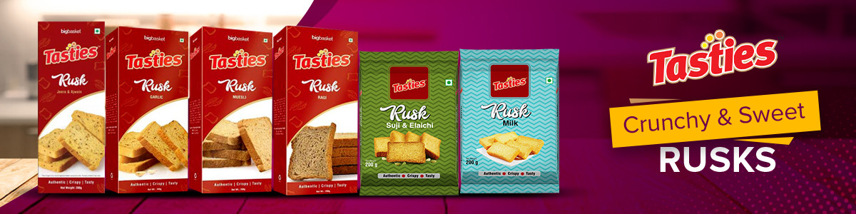 Buy Tasties Rusk - Suji & Elaichi 2x200 gm (Multipack) Online at Best ...