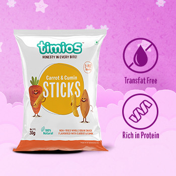 Buy Timios Snacks Sticks Carrot Cumin 2 Years 100 Natural Healthy 30 Gm ...