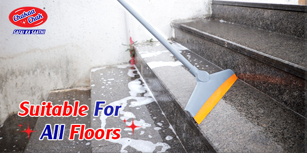 Buy Chakaachak Shine Floor Wiper - Plastic & Rubber Blades, With Rod, 3 ...