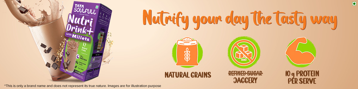 Buy Tata Soulfull Nutri Drink+ - With Millets, Cocoa Lite Flavour ...