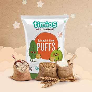 Buy Timios Snacks Puffs Spinach Lime 2 Years 100 Natural Healthy 30 Gm ...