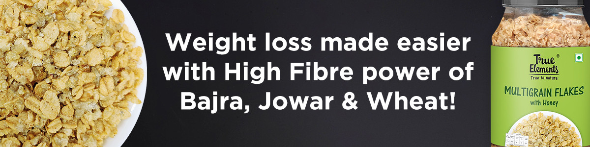 Buy True Elements Multigrain Flakes With Honey - No Added Sugar, Fibre ...