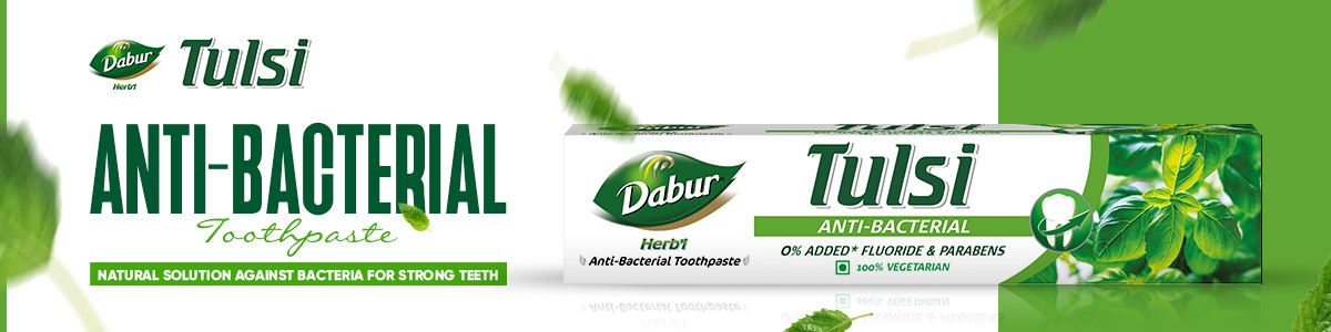 Buy Dabur Herb'l Tulsi Toothpaste - Anti-Bacterial, Non Flouride Online ...