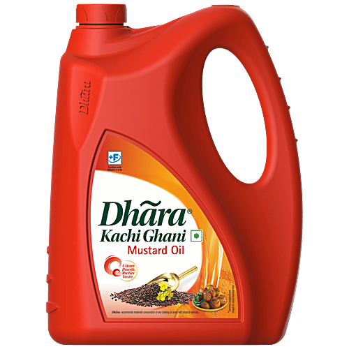 Buy Dhara Oil Mustard Kachi Ghani 5 Ltr Can Online At Best Price of Rs ...
