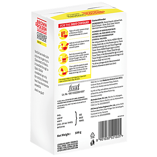 Buy Brown Polson Custard Powder Vanilla Flavor 500 Gm Online At Best ...