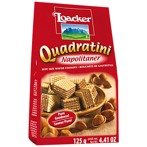 Buy Loacker Bite Size Wafer Cookies Quadratini Napolitaner 125 Gm Pouch ...