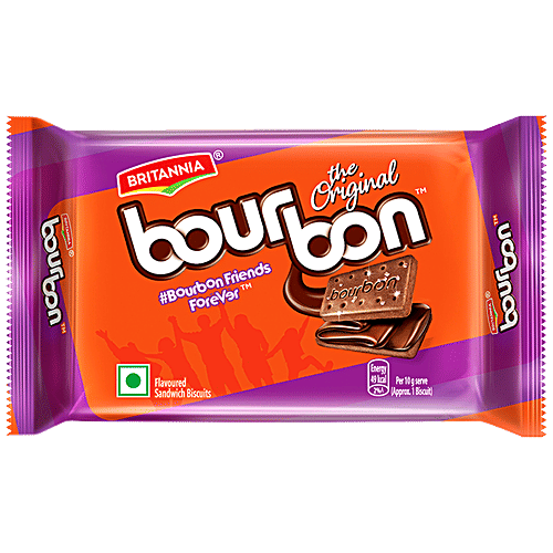 Buy Britannia Bourbon Cream Biscuit Chocolate Flavor 60 Gm Pouch Online ...