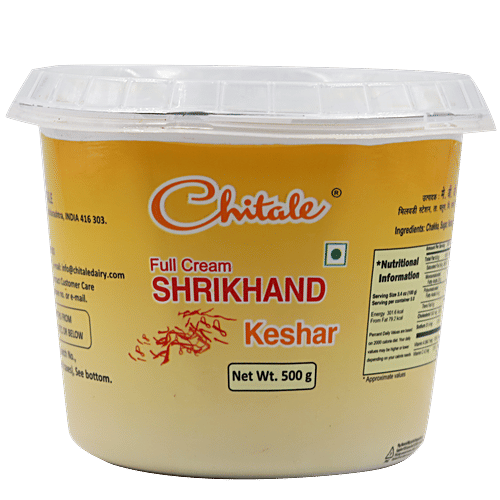 Buy Chitale Dairy Full Cream Shrikhand Keshar 500 Gm Cup Online at the ...