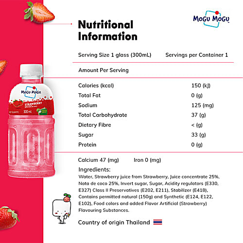 Buy Mogu Mogu Juice Strawberry 300 Ml Online At Best Price of Rs 70 - bigbasket