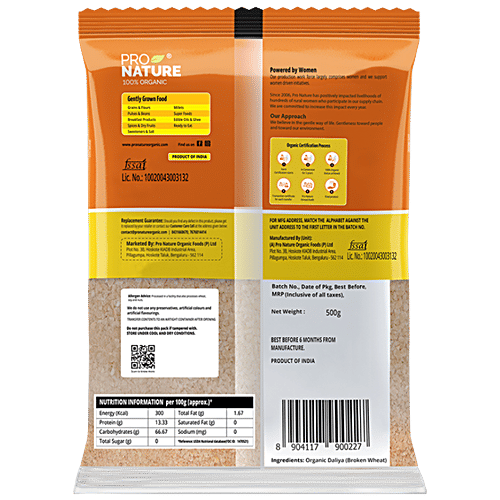 Buy Pro Nature Organic Daliya Broken Wheat 500 Gm Pouch Online At Best ...