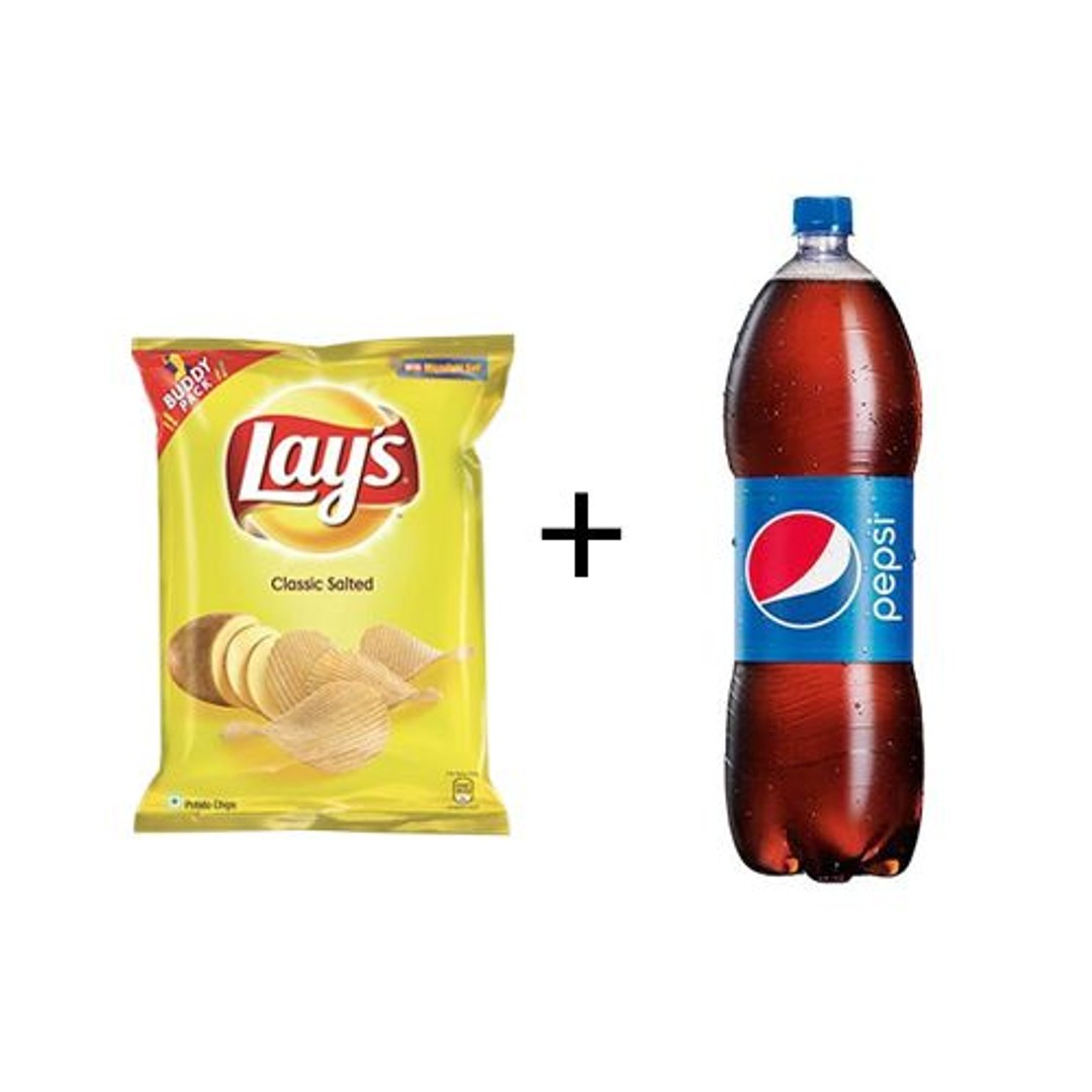 Buy bb Combo Pepsi Soft Drink, 2 l + Lay's Potato Chips - Classic ...