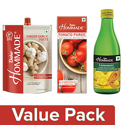 Buy Dabur Hommade Paste Ginger Garlic 200 Gm Tomato Puree 200 Gm ...