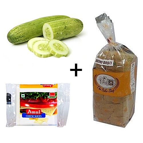 Buy bb Combo The Bake Shop Brown Bread 400gm + Amul Cheese Spread Plain ...