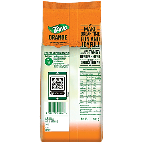 Buy Tang Instant Drink Mix - Orange 2x500 gm Online at Best Price ...