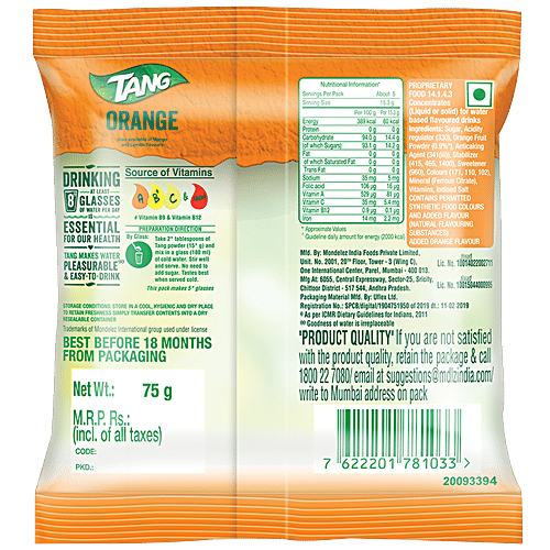 Buy Tang Instant Drink Mix - Orange 3x75 gm (Multipack) Online at Best ...