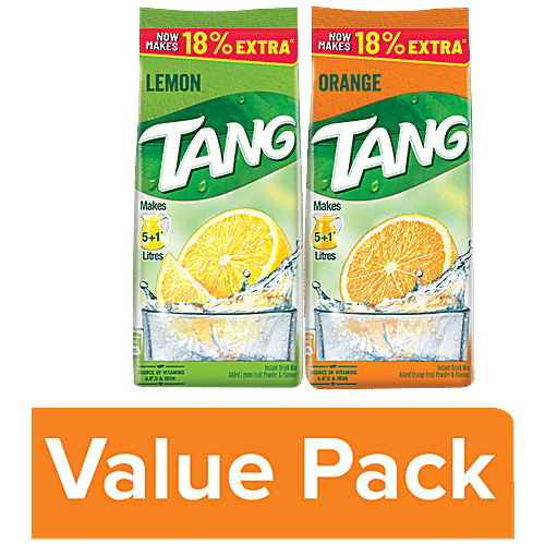 Buy Tang Instant Drink Mix - Orange 500 Gm + Lemon 500 Gm Combo (2 ...