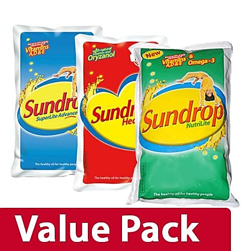 Buy Sundrop Super Lite Advanced Sunflower Oil 1L+Heart Oil 1L+Nutrilite ...