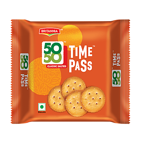 Buy Britannia 50 50 Time Pass Biscuits - Simply Salted, Online at Best ...