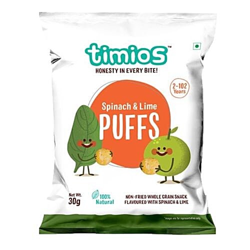 Buy Timios Snacks - Puffs, Spinach & Lime, 2+ Years, 100% Natural ...