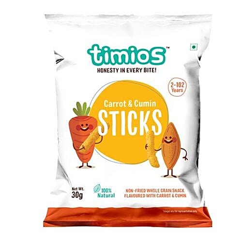 Buy Timios Snacks - Sticks, Carrot & Cumin, 2+ Years, 100% Natural ...