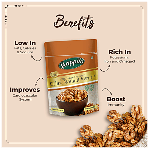 Buy Happilo Walnuts - Kernels, Deluxe 100% Natural Kashmiri Online at ...
